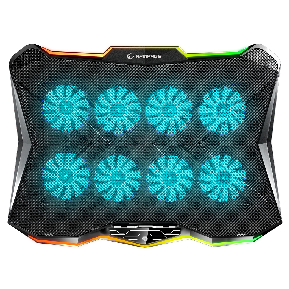 Rc16 Octal 8 Fan RGB 14-17.3 inch Notebook Cooler Stand-Black – Rampage